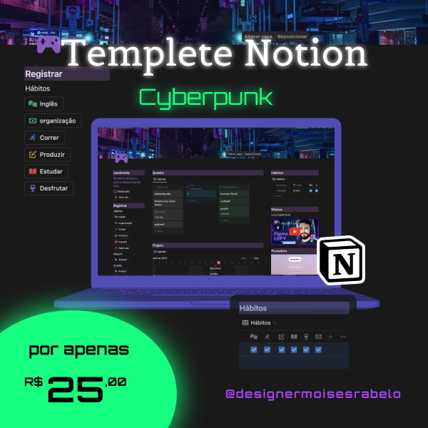 Template Notion Cyberpunk e Lofy - Organize suas tarefas com estilo!
