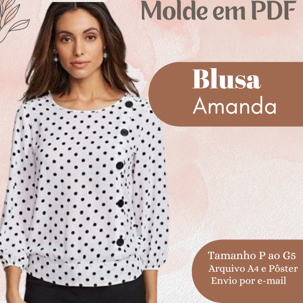 MOLDE EM PDF BLUSA AMANDA - Universo dos moldes | Hotmart