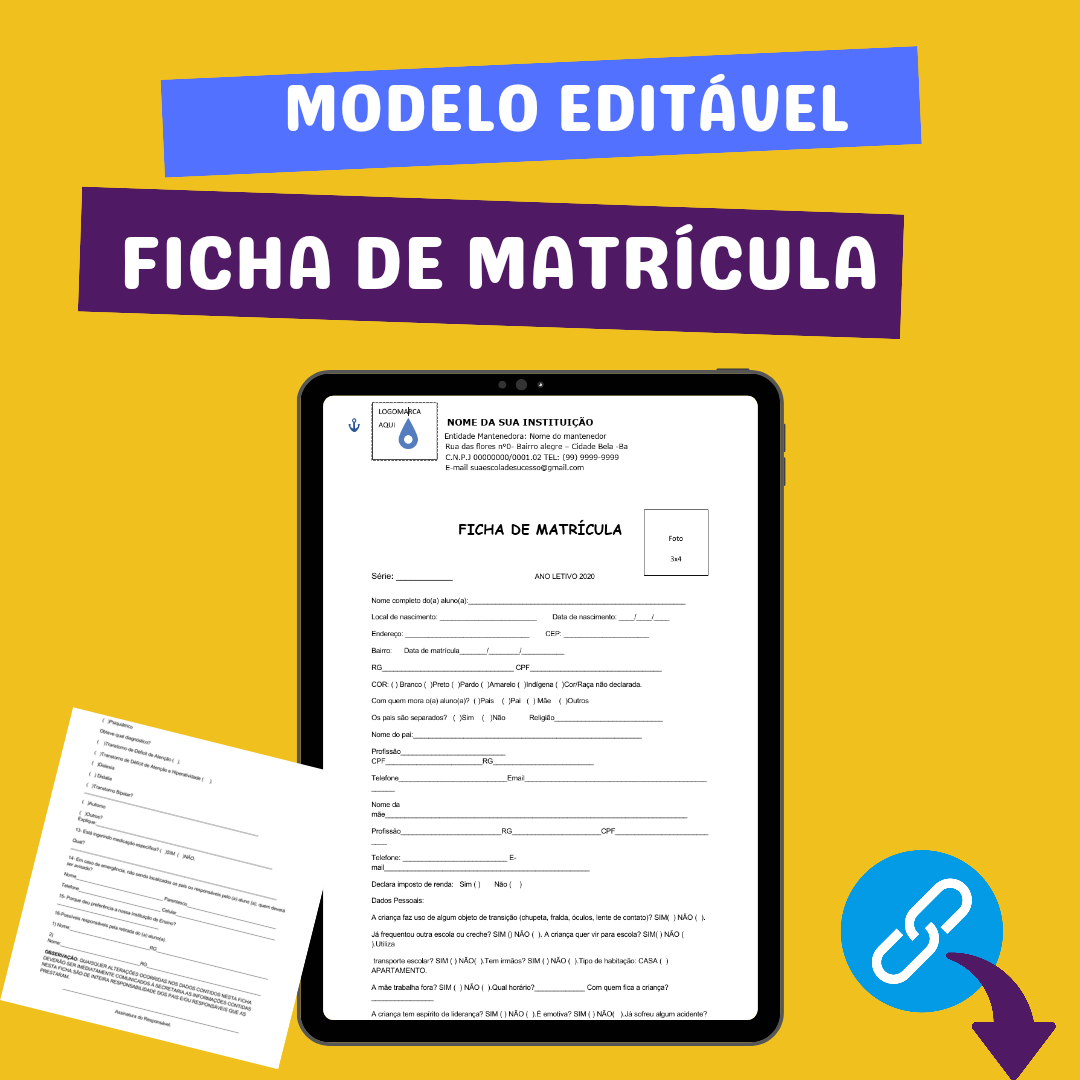 Modelo editável de ficha de matrícula do aluno