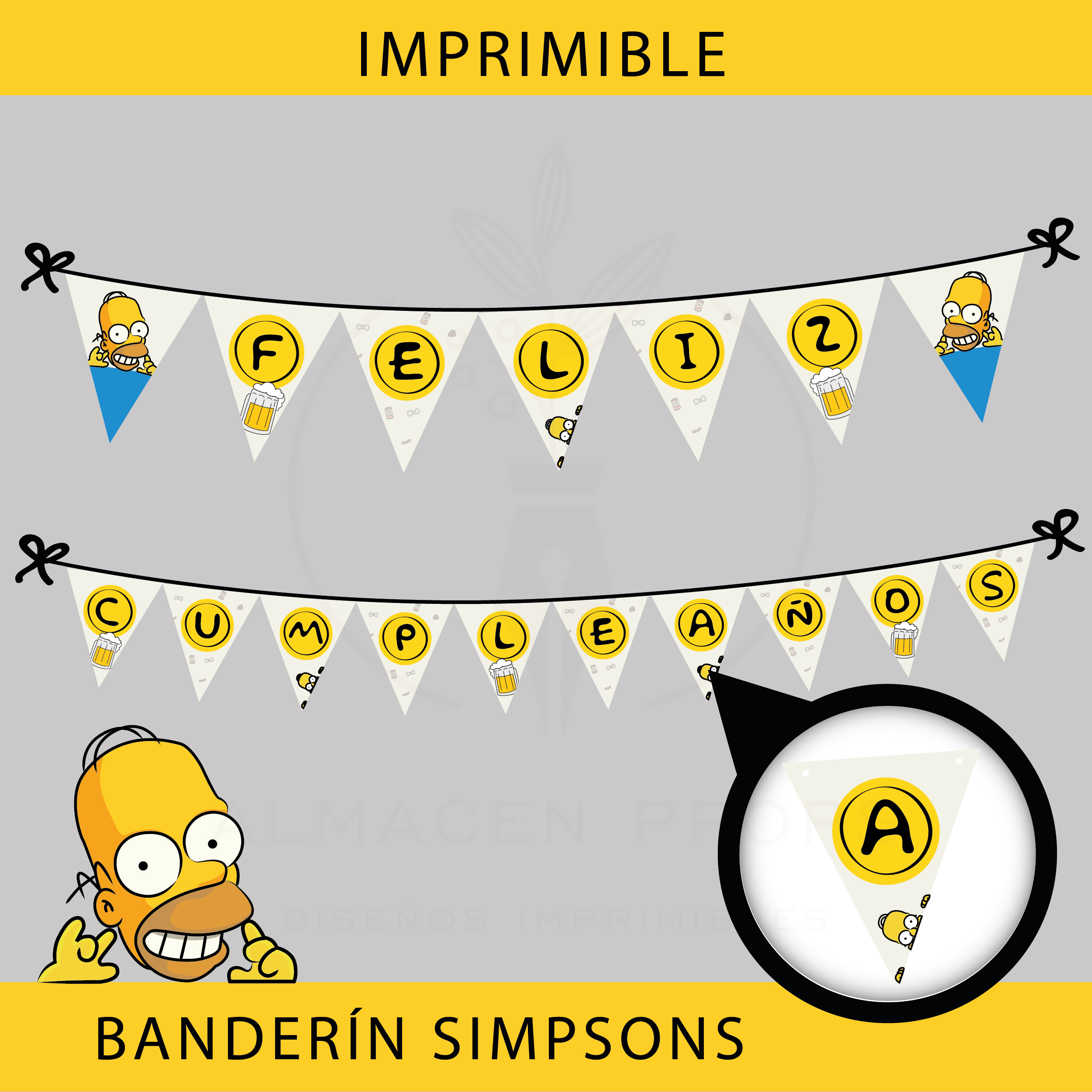Banderín Imprimible Los Simpson Feliz Cumpleaños - María Bertoglio ...