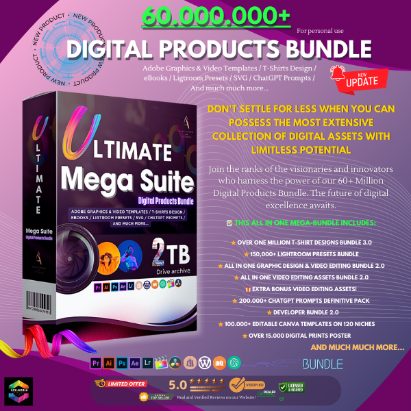Massive 60+ Million Digital Product Bundle, Graphics and Video Editing ...