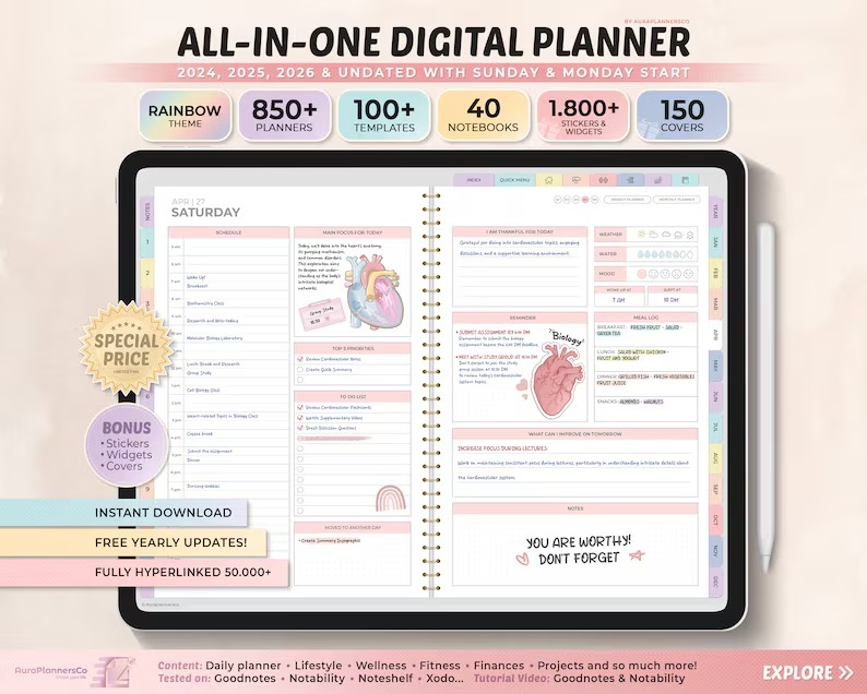 ALL-IN-ONE DIGITAL PLANNER 2024,2025,2026