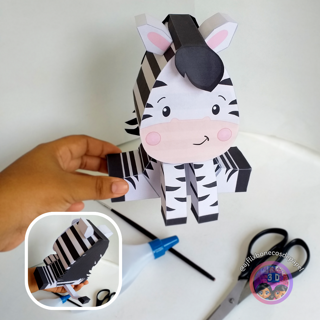 Zebrinha (Safari Baby) - Boneco de papel papertoy - Aretha Thaise A...