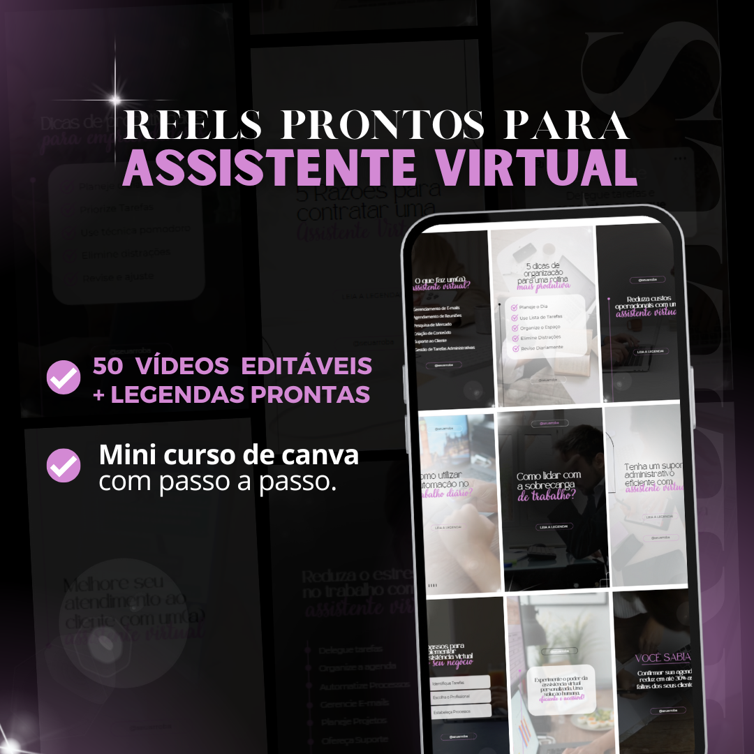 Pack REELS para ASSISTENTE VIRTUAL - Gabrieli Regina Néris Vanzel