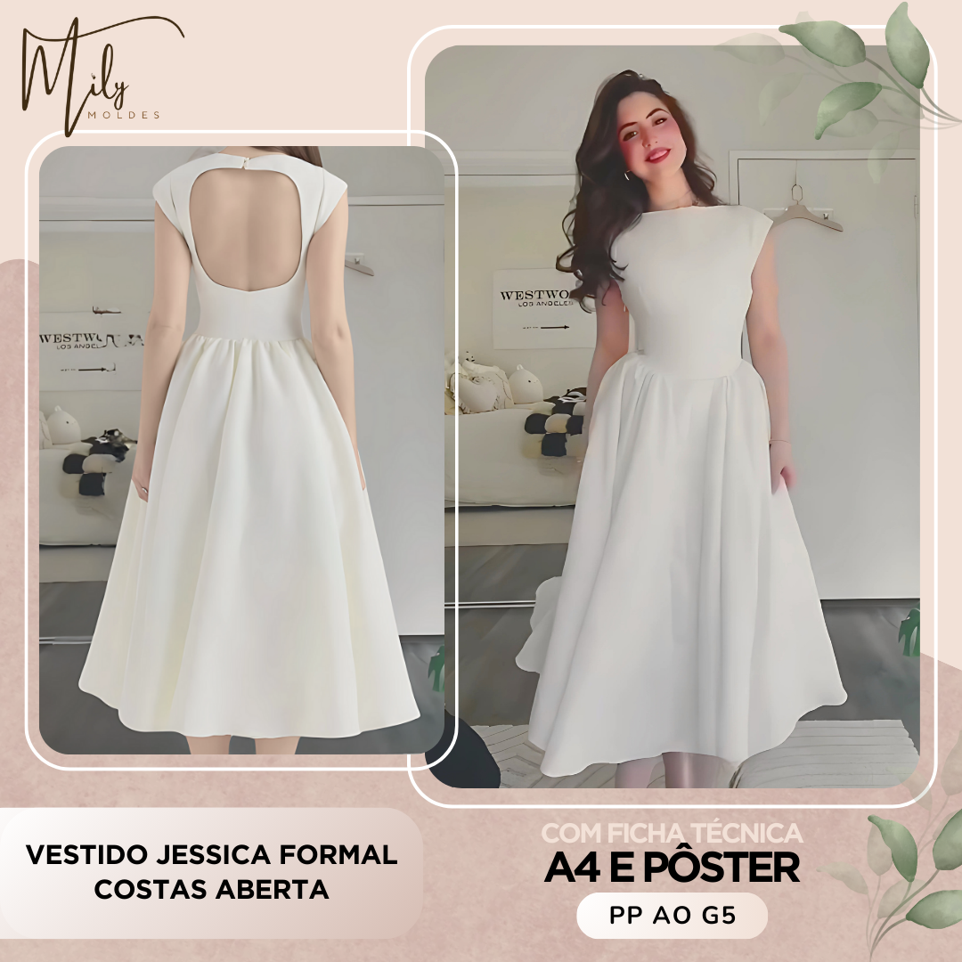 Vestido Jessica Formal Costas Aberta - Mily Moldes | Hotmart