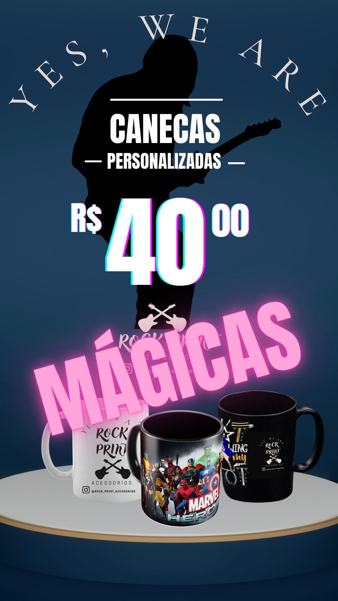 Canecas magicas personalizadas ROCK PRINT ACESSORIOS