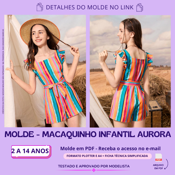 MOLDE MACAQUINHO INFANTIL AURORA - Bora costurar | Hotmart