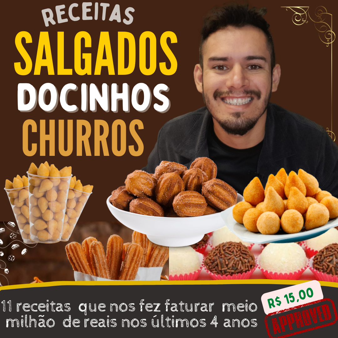 RECEITAS SALGADOS, DOCINHOS E CHURROS - Abner da Silva | Hotmart