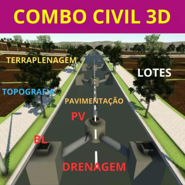 Combo Civil 3d+template Country Kit Br+pdf+aulas+planilhas - lariss...