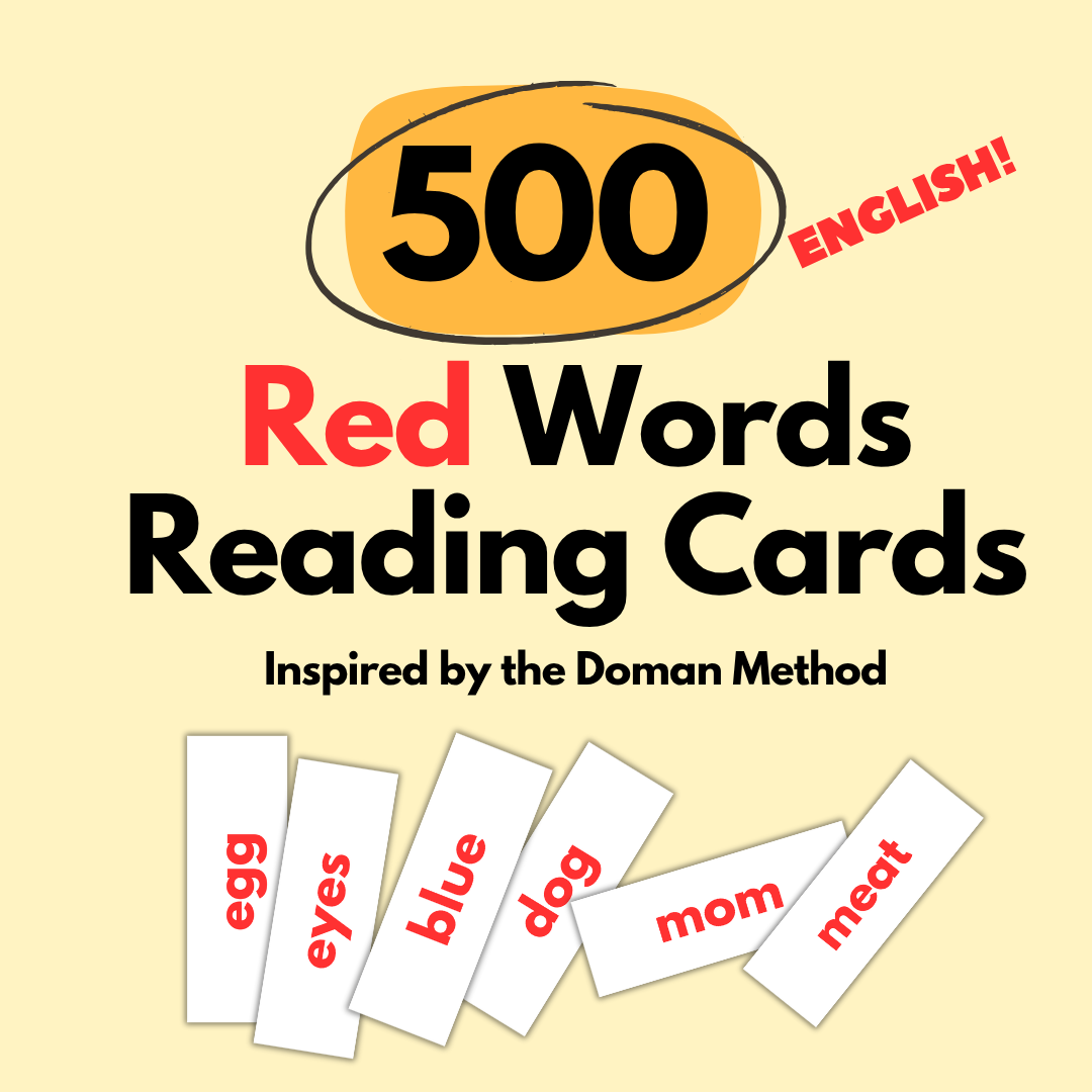 Red Words Reading Cards - Inspired by the Glenn Doman Method - Neur...