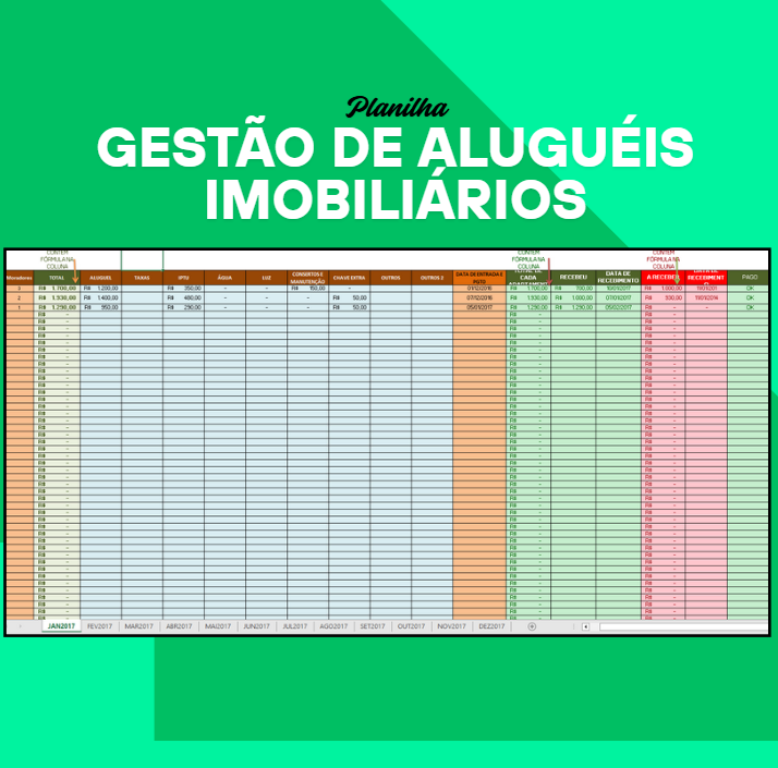 Planilha de Gestão de Aluguéis Imobiliários – Profissional e Automa...