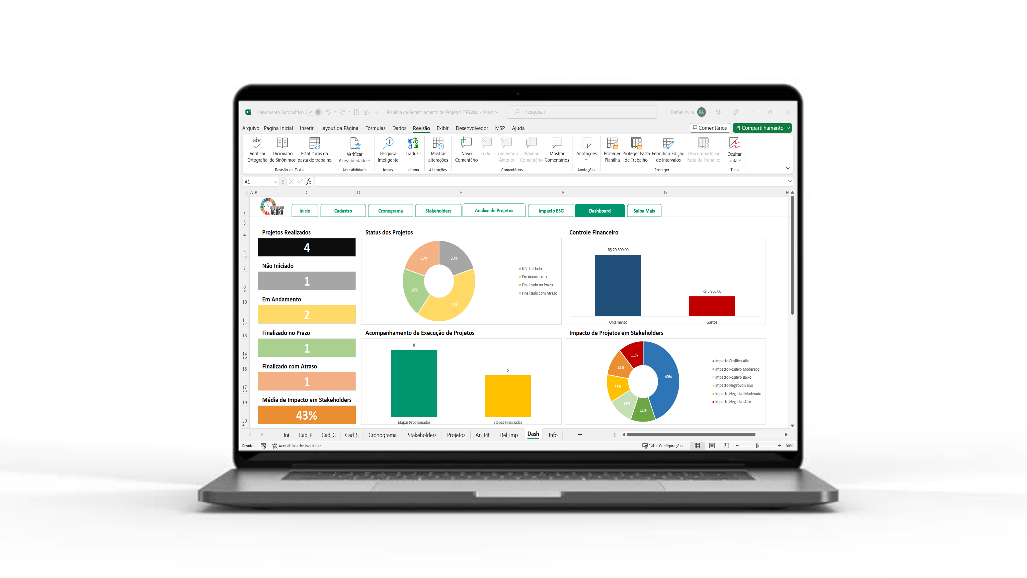Planilha de Gerenciamento de Projetos ESG em Excel