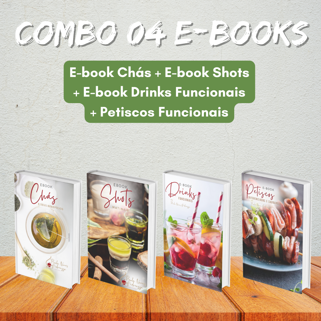 Combo 04 e-books: E-book Chás + E-book Shots + E-book Drinks Funcio...