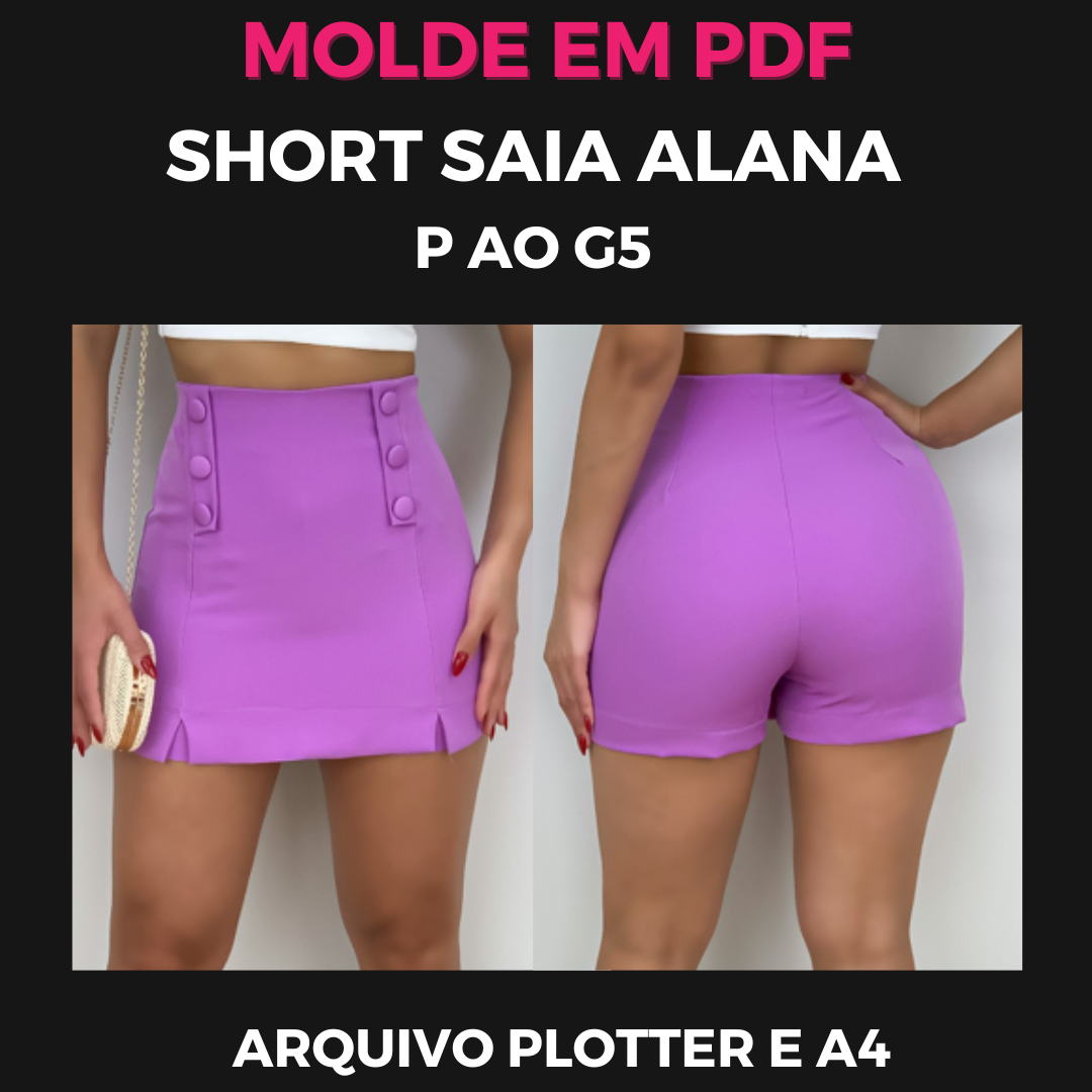 Molde em PDF - Short Saia Alana