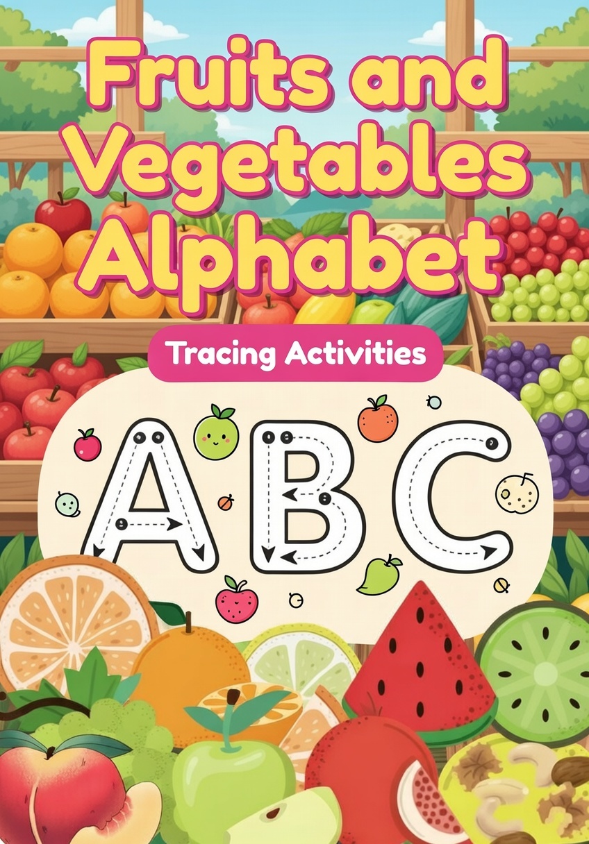 Fruits and Vegetables Alphabet Coloring Book