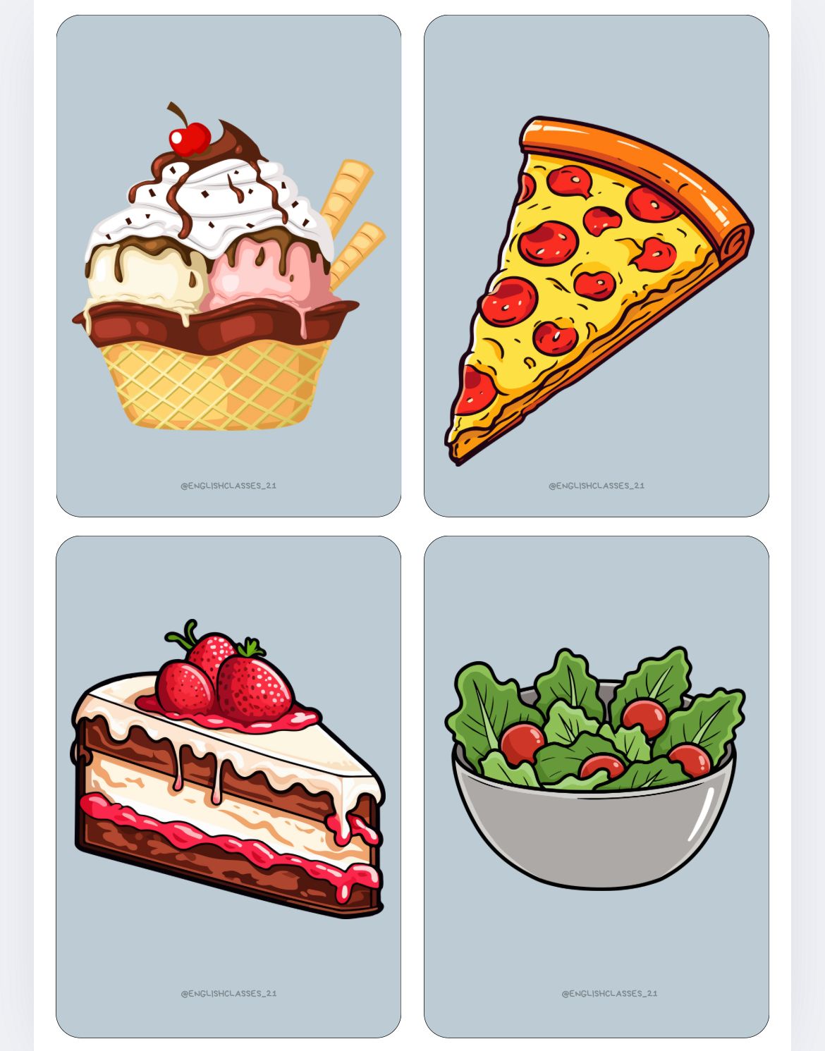 FLASHCARDS - FOOD VOCABULARY - English Classes | Hotmart