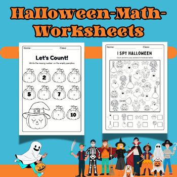 Math Skills Halloween Worksheets for First and Second Grades - CCSS Aligned