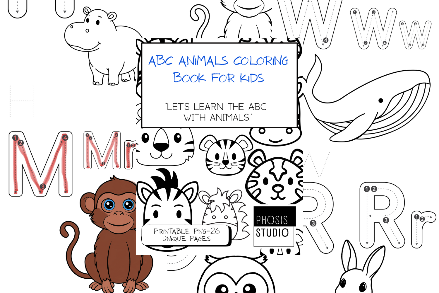 ABC Animals Coloring Book for Kids “Let’s learn the ABC with anim...