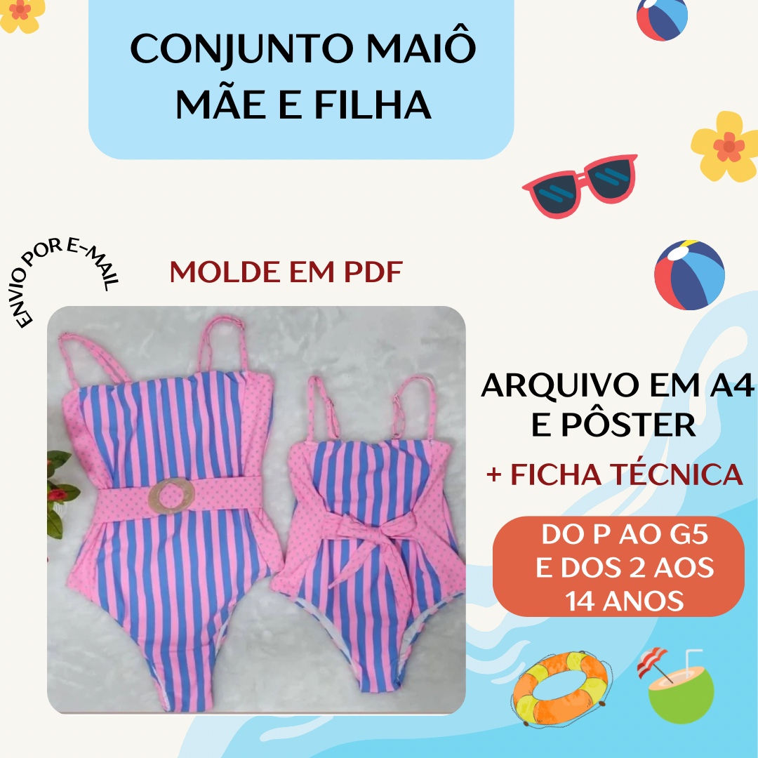 Molde Em Pdf Conjunto Maiô Mãe E Filha Asmoldes Em Pdf Hotmart