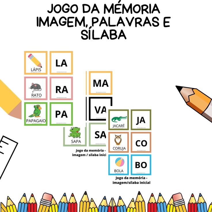 JOGO DA MEMÓRIA - IMAGEM E SÍLABA INICIAL - PEDAGOGIA DO APRENDIZA...