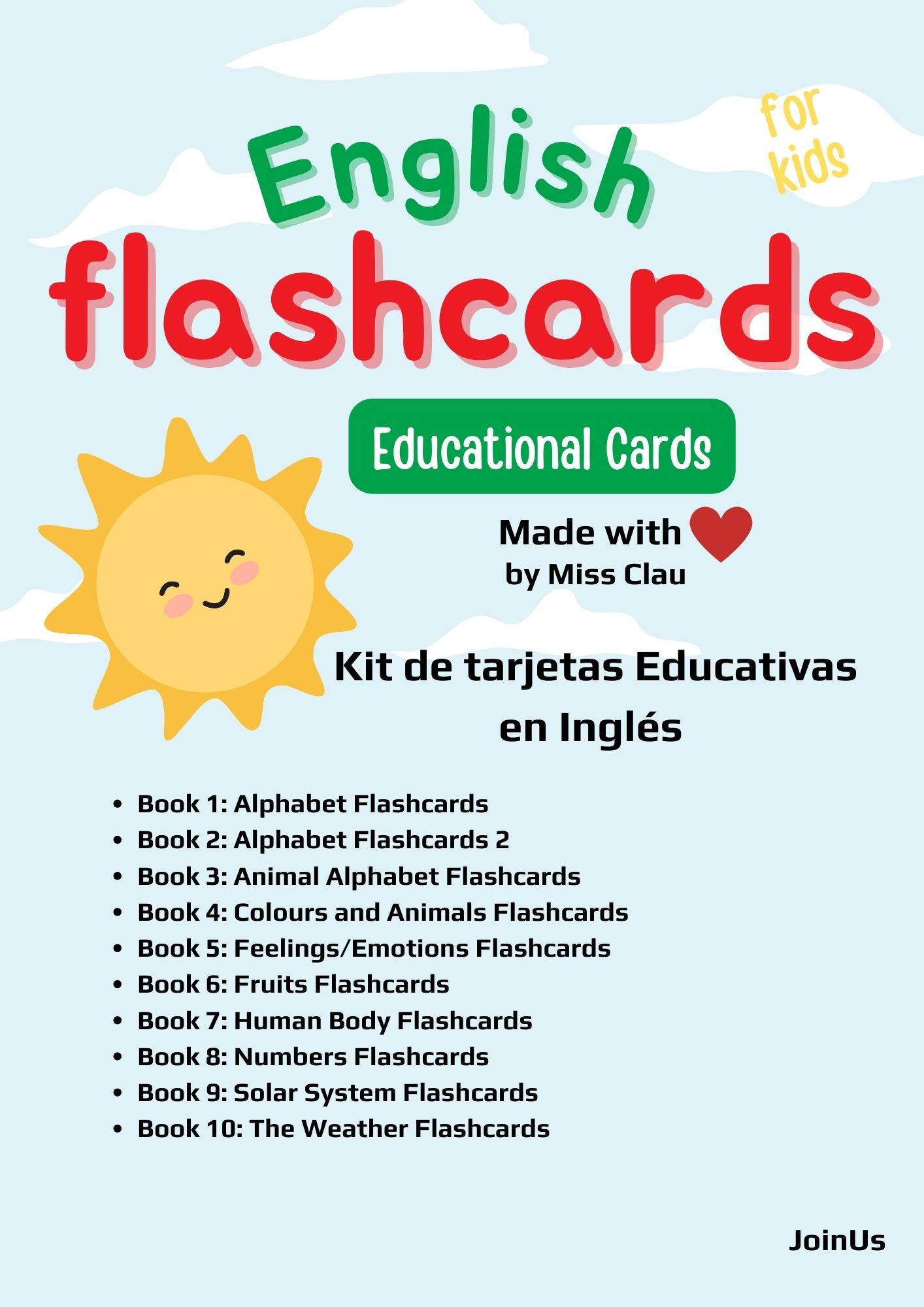 Kit de Tarjetas Educativas en Inglés para Niños - GiftU Academia On...