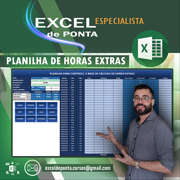Planilha de cálculo de Horas Extras