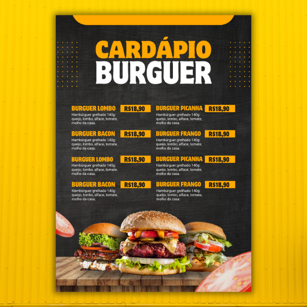 Cardápios Para Hamburgueria 001 - PACK DE TEMPLATES CANVA - World T...