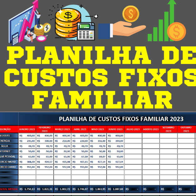PLANILHA DE CUSTOS FIXOS FAMILIAR/EMPRESARIAL - Fabinho Vicente | H...