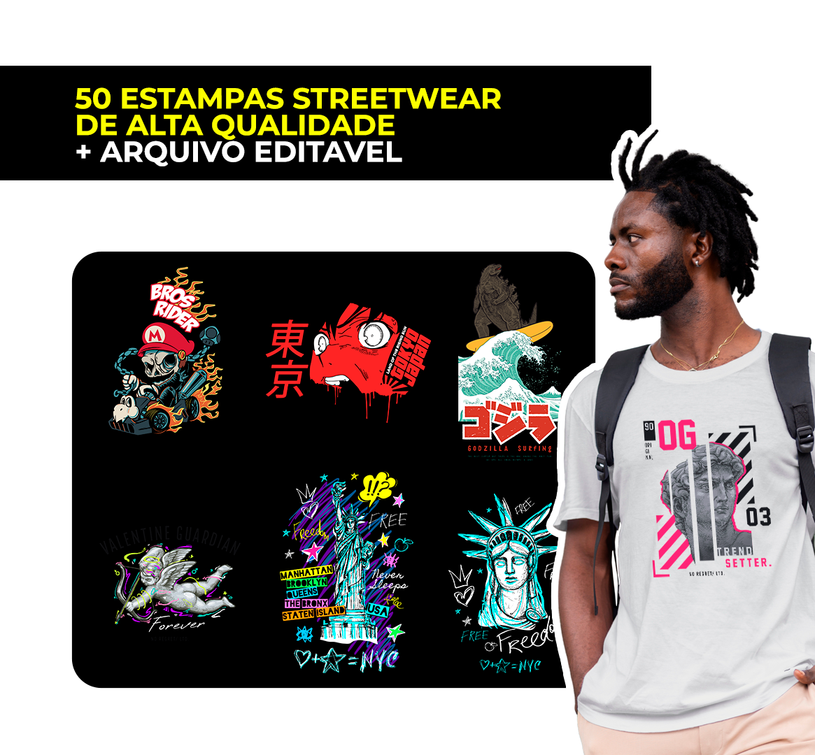 Pack Premium Streetwear 50 Artes Para Camisetas e impressão - Mateu...