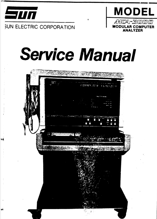 Sun Electric Mca 3000 Modular Computer Analyzer Service Manual - De...