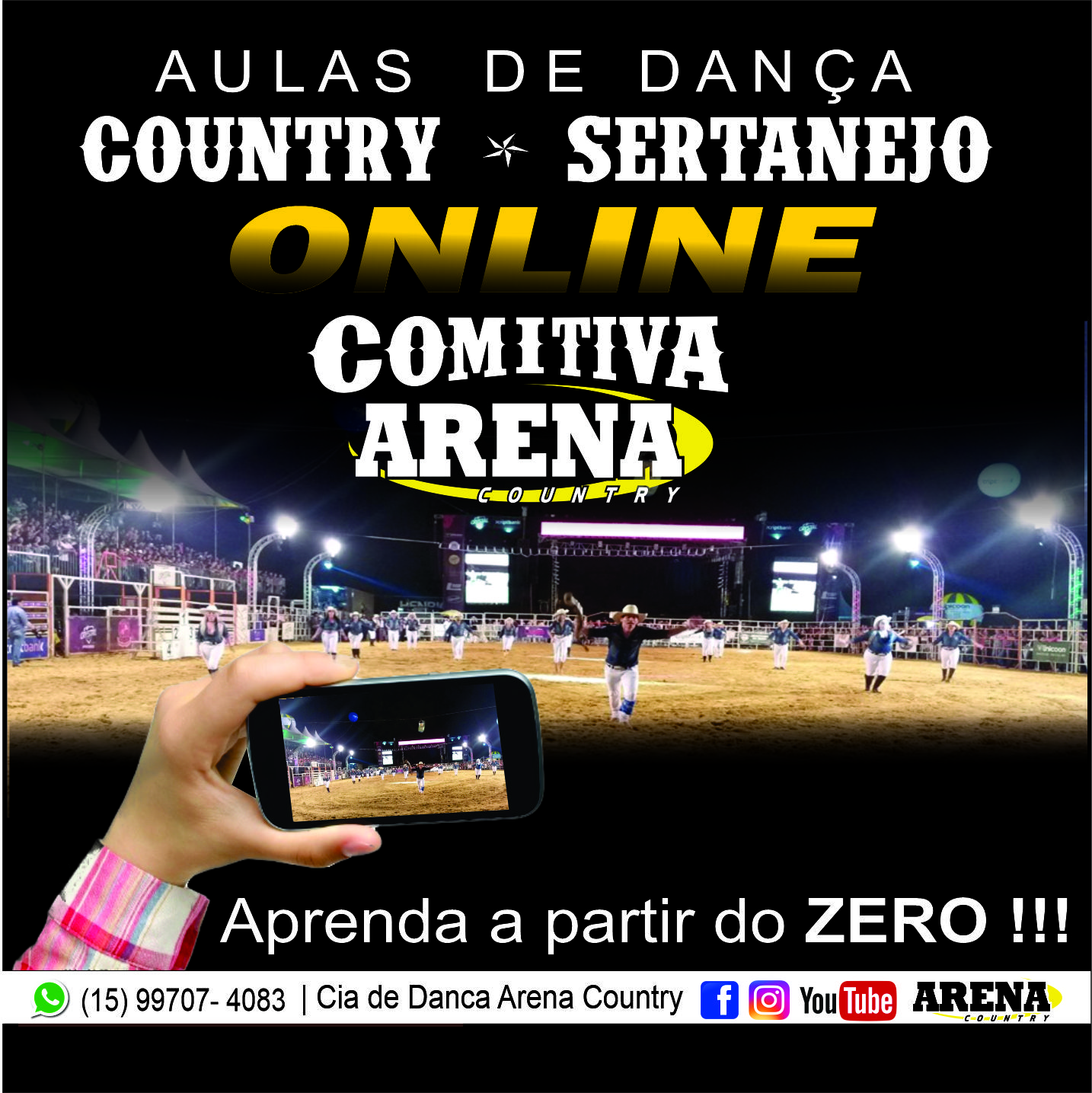 Aulas de Dança Country e Sertanejo do Zero no Estilo Comitiva Arena Country