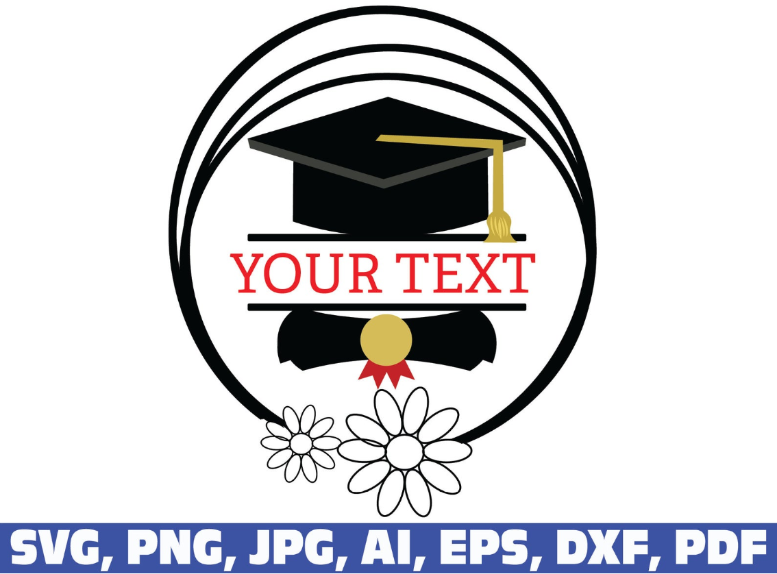 graduation cap svg, monogram svg, split name frame svg, graduation...