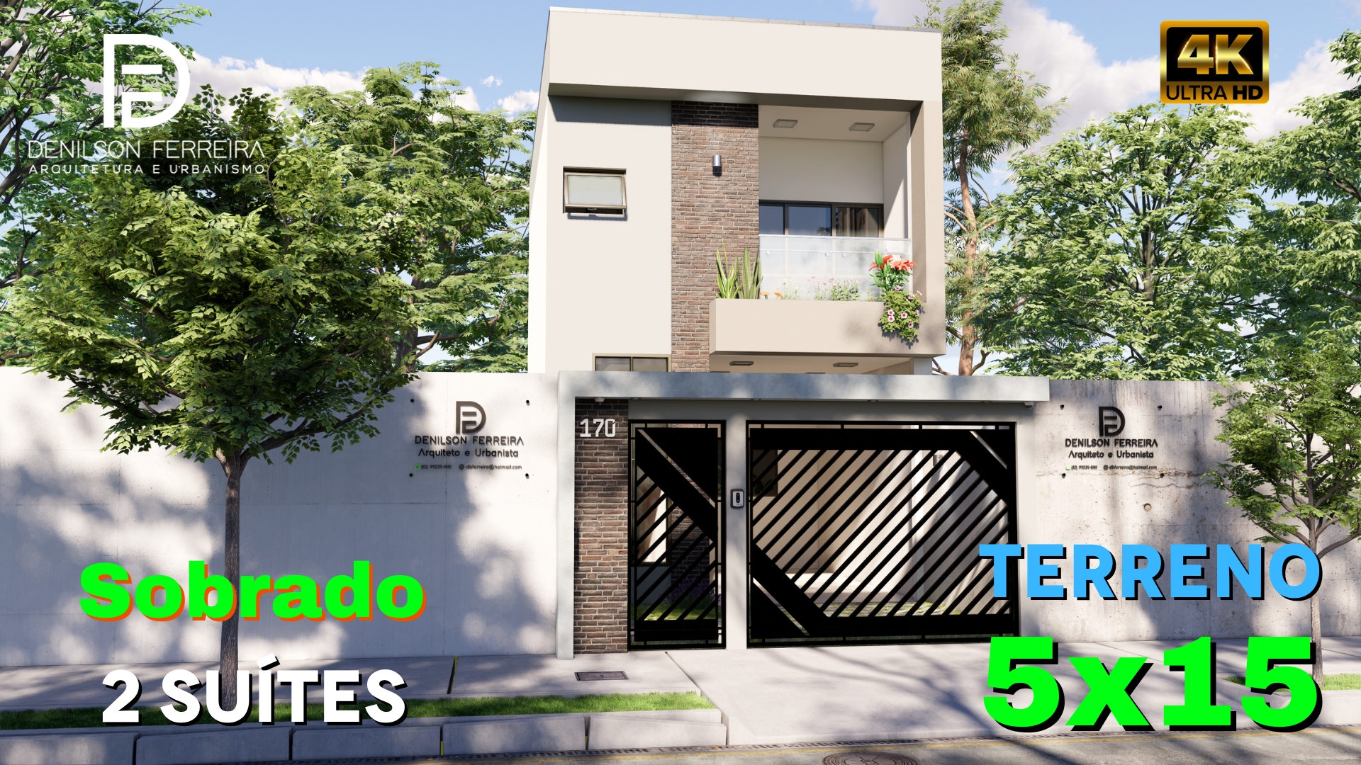 Sobrado moderno com 2 suítes e varanda em terreno 5x15 - Denilson F...