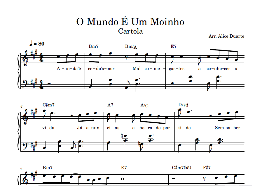O Mundo É Um Moinho (Cartola) - Partitura para PIANO - Alice Duarte...