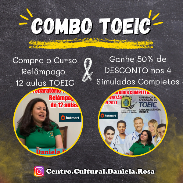COMBO Curso TOEIC 12 aulas + 4 Simulados Completos