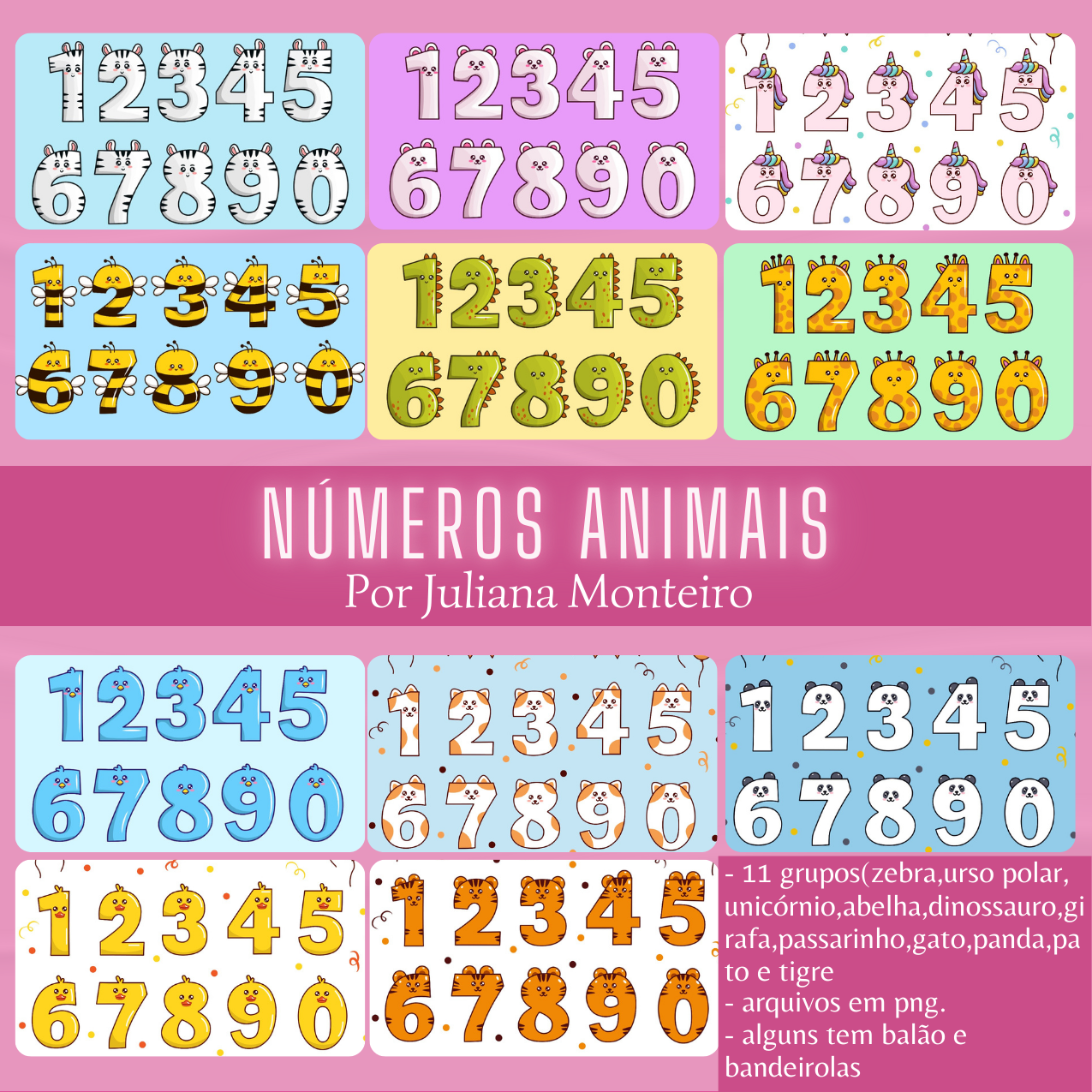 Kit Números Animais 123AP - Juliana Monteiro Sales Pinheiro | Hotmart