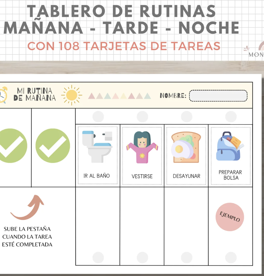 🧩 Tablero de Rutinas y Hábitos + 100 Tarjetas de Tareas - Fernand...