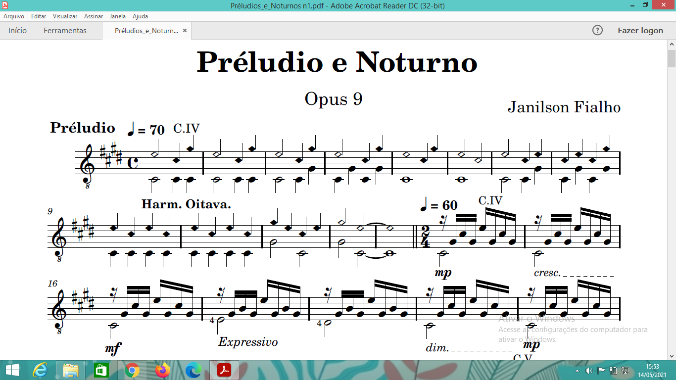 Partitura: Prelúdio e Noturno, Opus 9 - Janilson Fialho (PDF) - Jan...