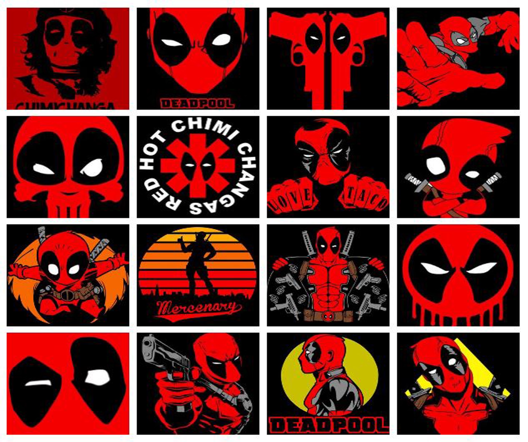 Deadpool 16 Vector Pack SVG EPS DXF PDF STUDIO3 JPG PREVIEWS - Manu...