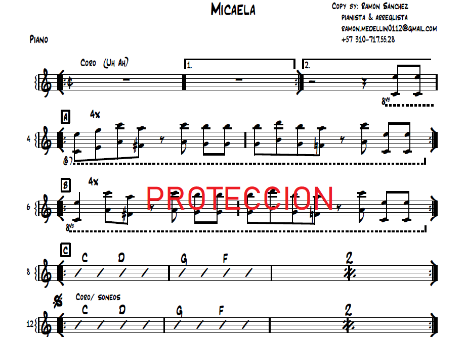 Micaela - Pete rodríguez - Partituras de salsa - Ramón A. Sánchez