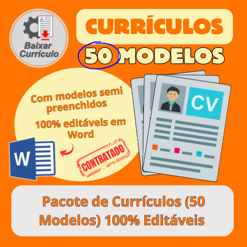Currículos (50 Modelos) Com Modelos Semi Preenchidos/ 100% Editávei...