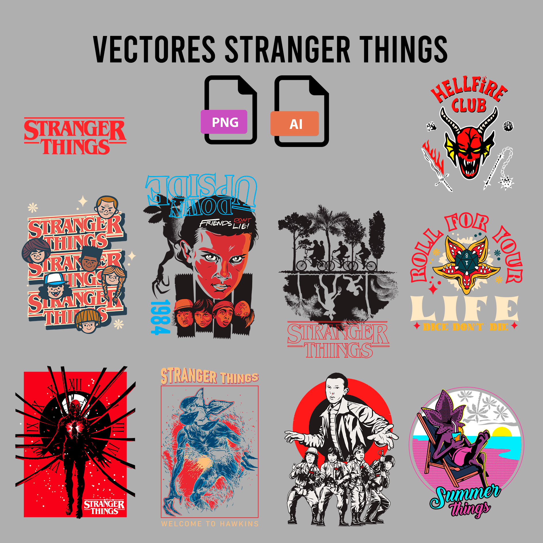 Stranger Things Vectores x10 - Cesar BENEGAS | Hotmart