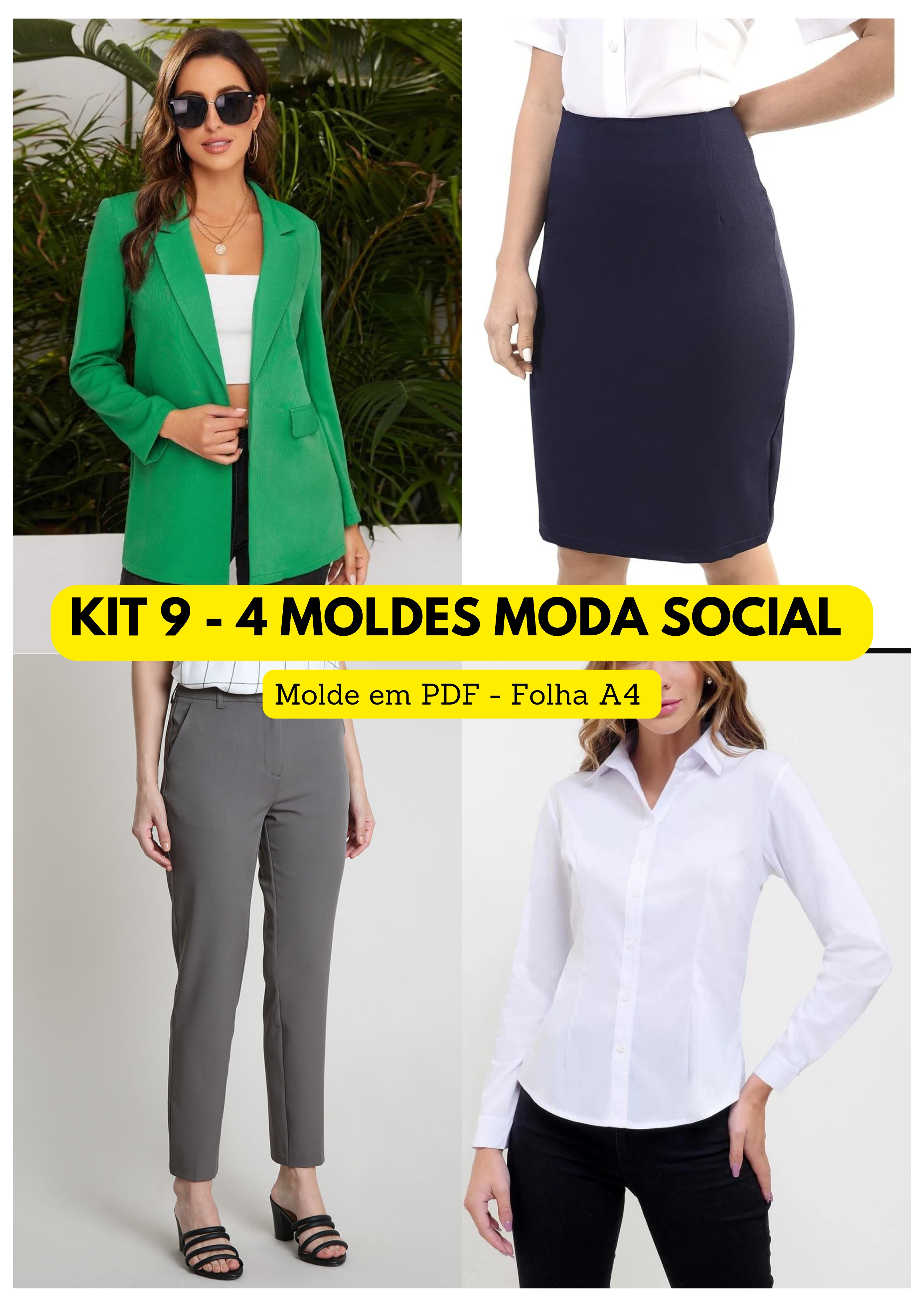 Kit 9 - 4 Moldes Moda Social em PDF