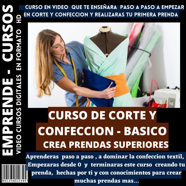 CURSO DE CORTE Y CONFECCIÓN BÁSICO + BONUS MOLDES Y PATRONES GRATIS