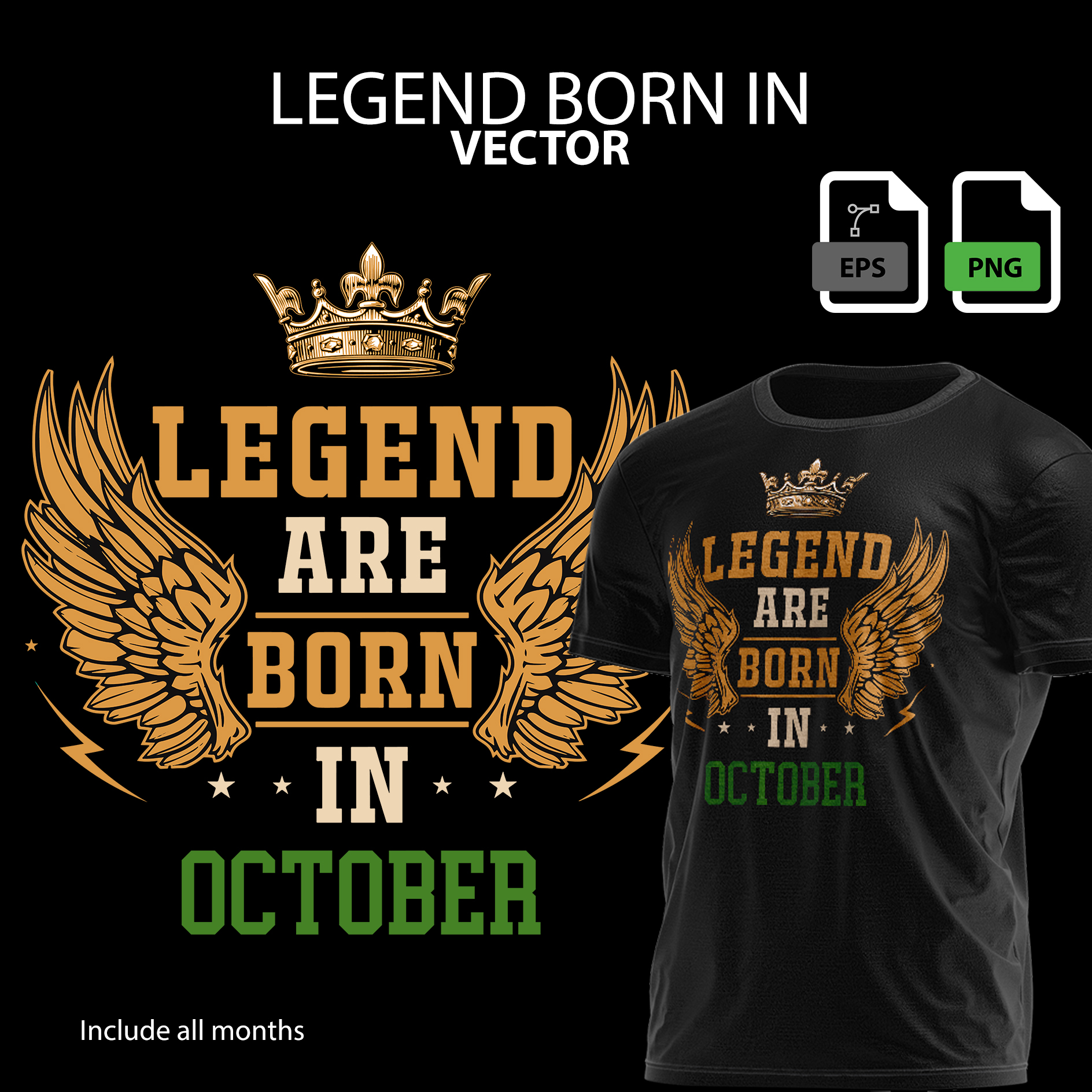 LEGEND BORN IN ... Vector EPS -PNG - Cesar BENEGAS | Hotmart