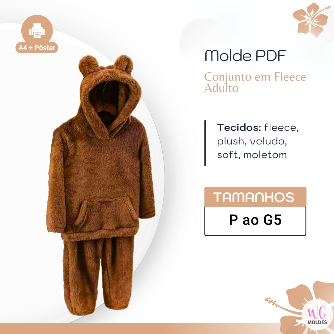 MOLDE CONJUNTO EM FLEECE ADULTO - Moldes WG | Hotmart