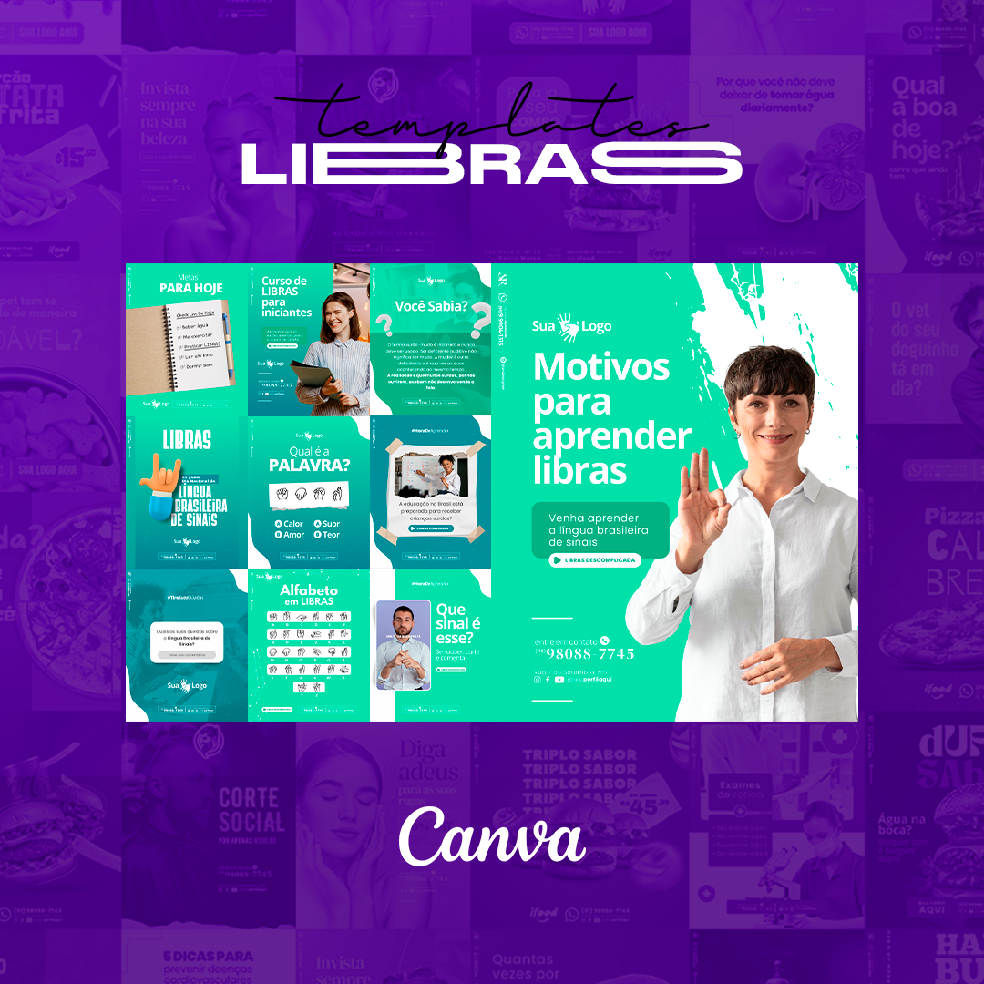 Templates LIBRAS + Ideias com legendas prontas para posts - Samuel ...