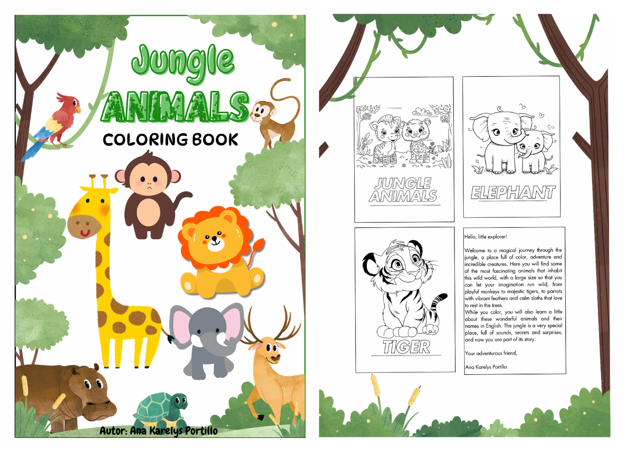 Coloring Book for kids Jungle Animals - Ana Karelys Portillo Chirin...