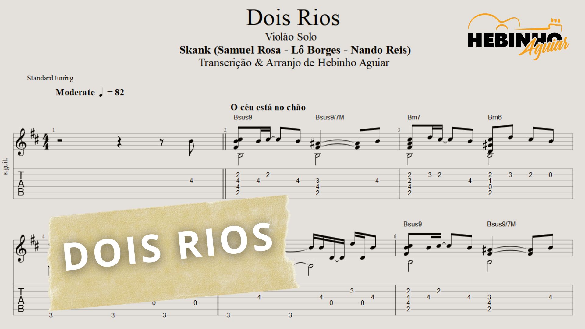 Dois Rios - Skank: Transcrição p/ Violão Solo c/ Tablatura + Partit...
