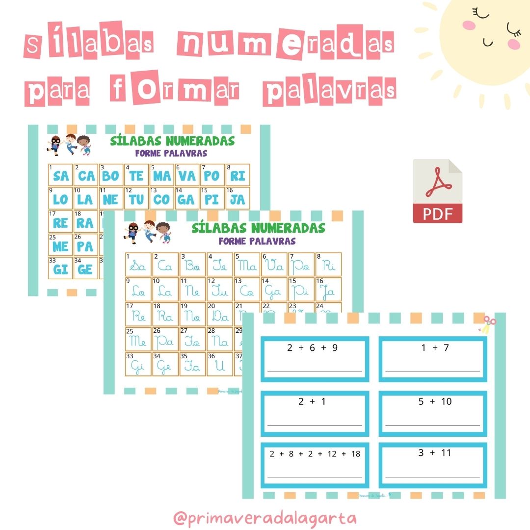 Sílabas simples numeradas para formar palavras - Primavera da Lagar...